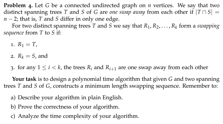 Solved Let G be a connected undirected graph on n | Chegg.com