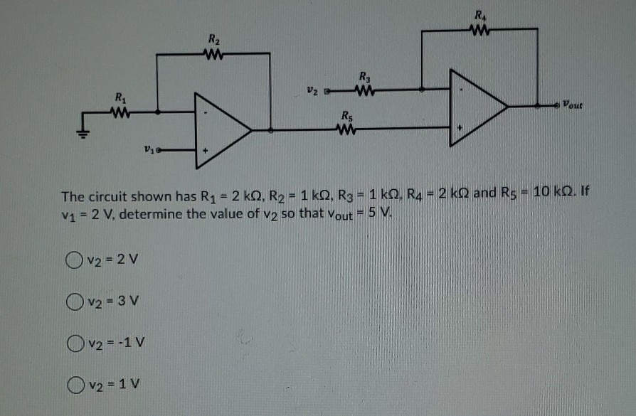 Solved w N NE VO 10 kolf The circuit shown has R1 = 2 k0, R2 | Chegg.com