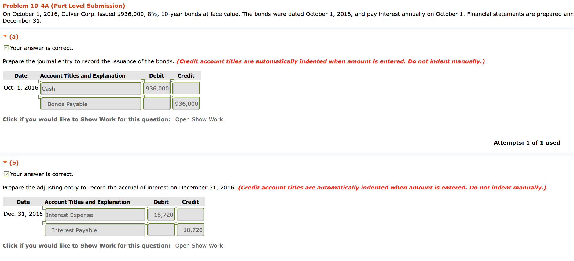 Solved Problem 10-4A (Part Level Submission) On October 1, | Chegg.com