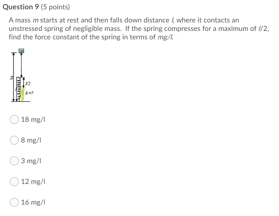 Solved Question 9 (5 points) A mass m starts at rest and | Chegg.com