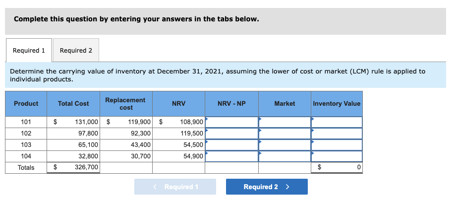 Solved Exercise 9-6 (Algo) Lower of cost or market [LO9-1] | Chegg.com