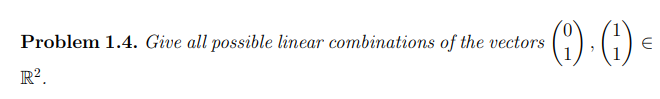 Solved Problem 1.4. Give all possible linear combinations of | Chegg.com
