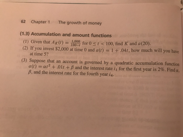 62 Chapter 1 The growth of money (1.3) Accumulation | Chegg.com