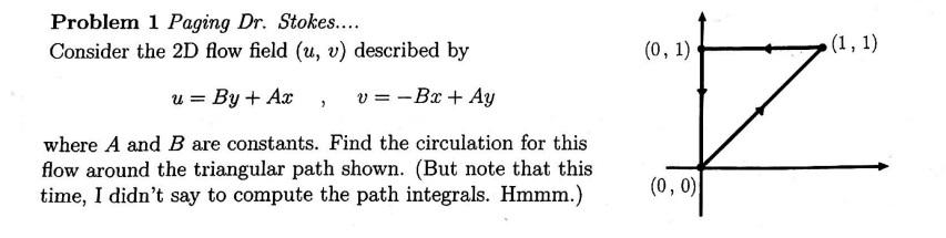 Solved Problem 1 Paging Dr. Stokes.... Consider the 2D flow | Chegg.com