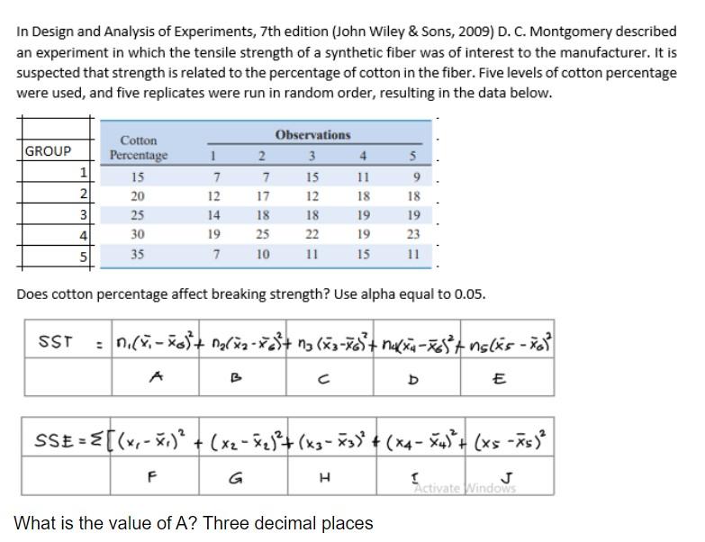 Solved In Design and Analysis of Experiments, 7th edition | Chegg.com