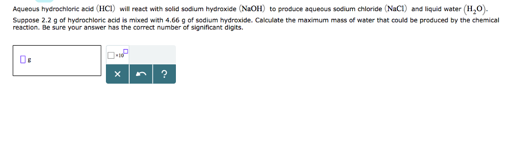 Solved Aqueous hydrochloric acid (HCI) will react with solid | Chegg.com