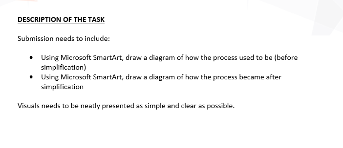 Solved DESCRIPTION OF THE TASK Submission needs to include: | Chegg.com