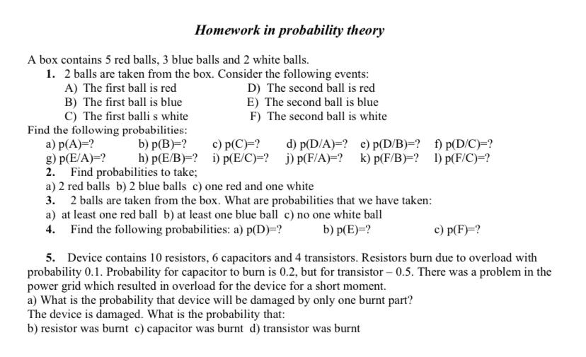 Solved A box contains 5 red balls, 3 blue balls and 2 white | Chegg.com