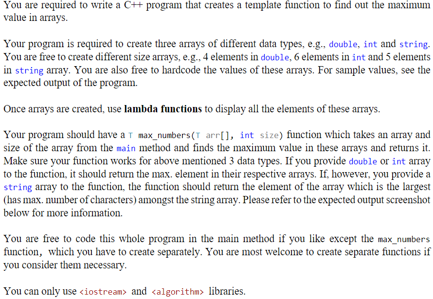 Solved You are required to write a C++ program that creates | Chegg.com