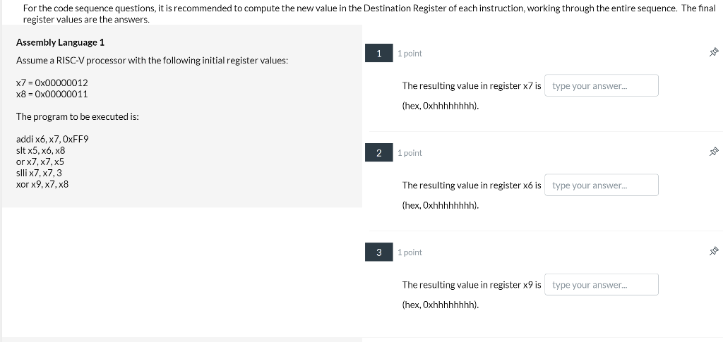 For the code sequence questions, it is recommended to | Chegg.com