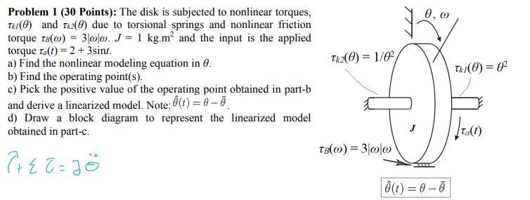 , o Tk2O) = 1/0 Problem 1 (30 Points): The disk is | Chegg.com
