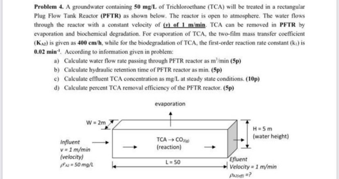 Solved Problem 4. A groundwater containing 50mg/L of | Chegg.com