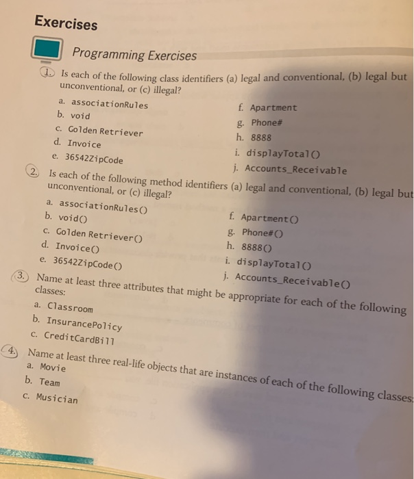 Solved Exercises Programming Exercises db Is each of the | Chegg.com