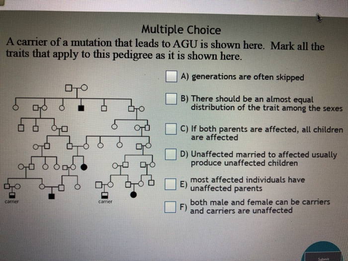 Solved Multiple Choice A carrier of a mutation that leads to | Chegg.com