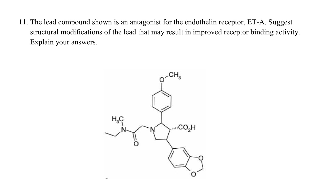 Solved The lead compound shown is an antagonist for the | Chegg.com