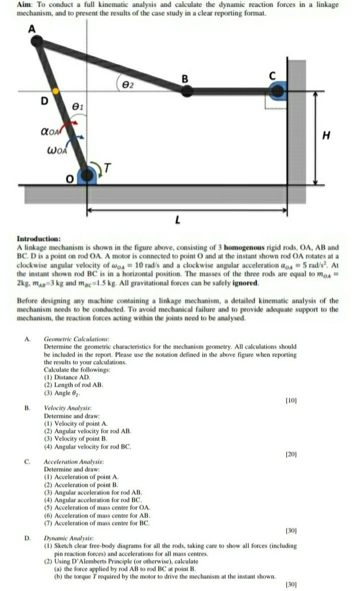 Aim: To conduct a full kinematic analysis and | Chegg.com