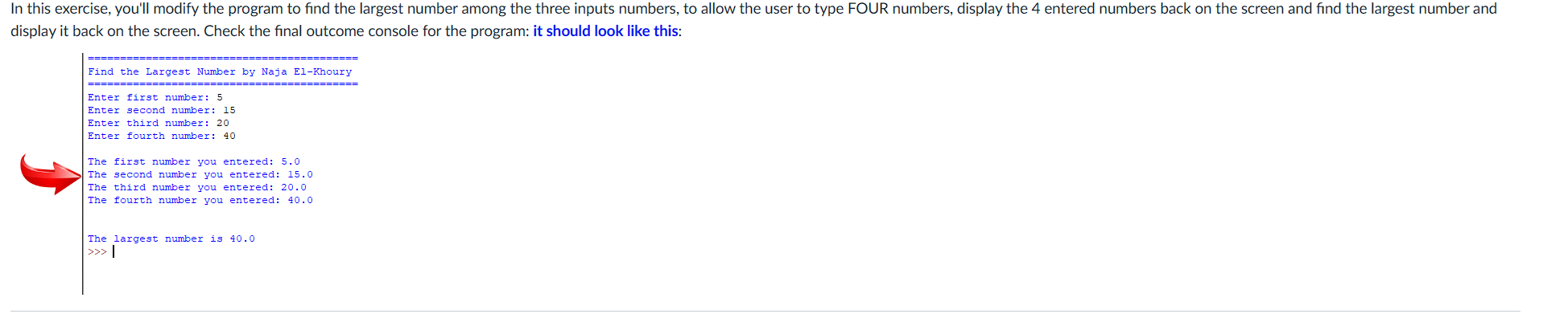 Solved this exercise, you'll modify the program to find the | Chegg.com