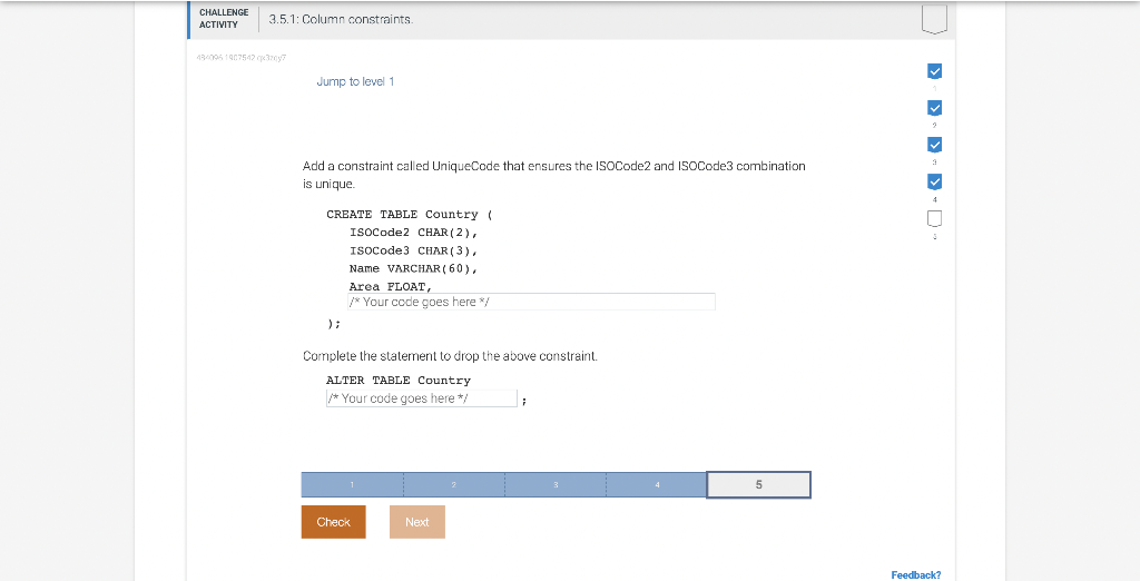Solved Add a constraint called UniqueCode that ensures the | Chegg.com