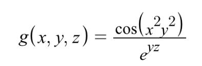 If g(x,y,z)=cos(x2y2)eyz , ﻿Calculate for the | Chegg.com