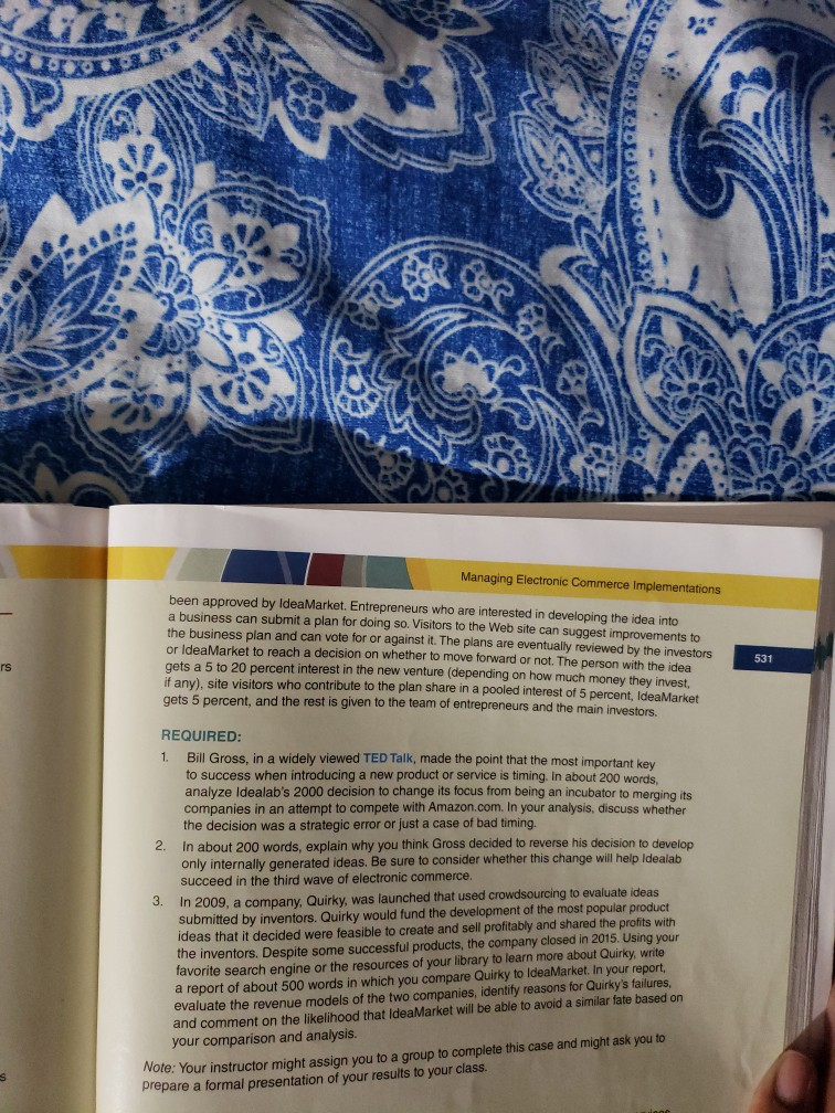 Solved Chapter 12 Cases 530 C1. IdeaMarket Bill Gross | Chegg.com