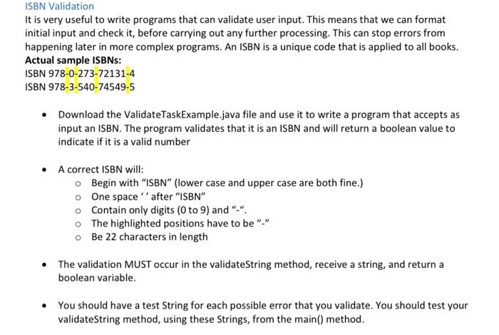 Solved ISBN Validation It is very useful to write programs | Chegg.com