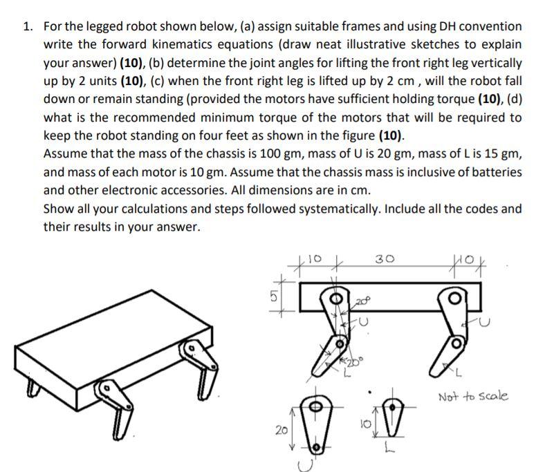 Solved 1. For the legged robot shown below, (a) assign | Chegg.com