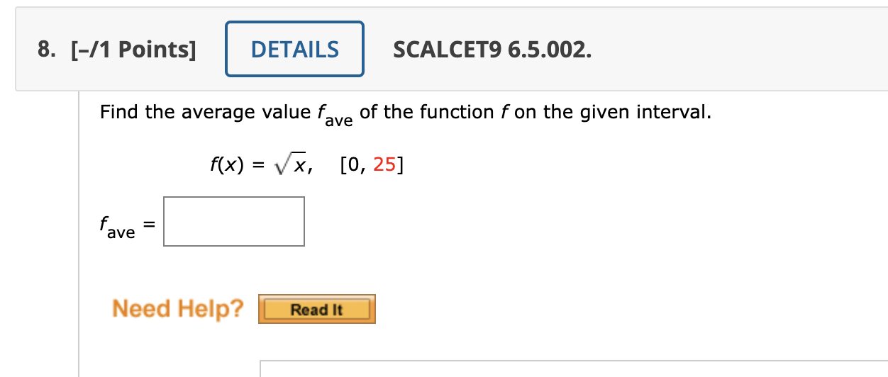 Solved Find the average value fave of the function f on the | Chegg.com