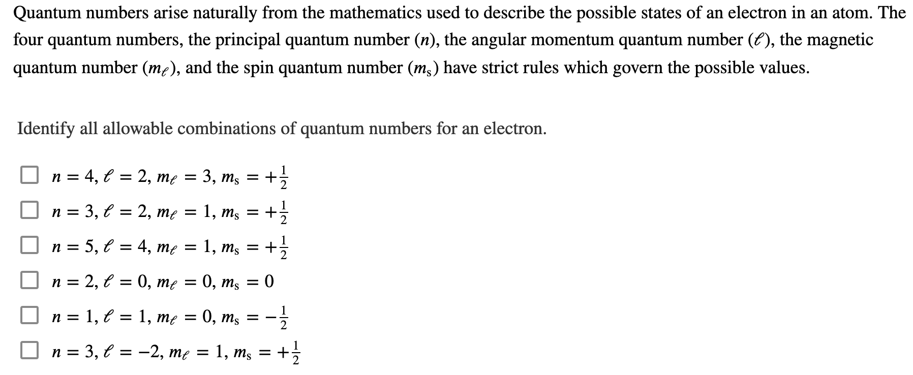 Solved Quantum numbers arise naturally from the mathematics | Chegg.com