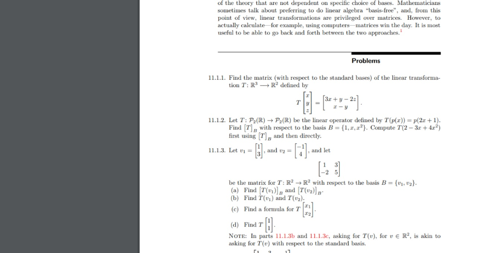 Solved 11.1.3. Let v1 = 1 3 , and v2 = −1 4 , and let 1 3 −2 | Chegg.com