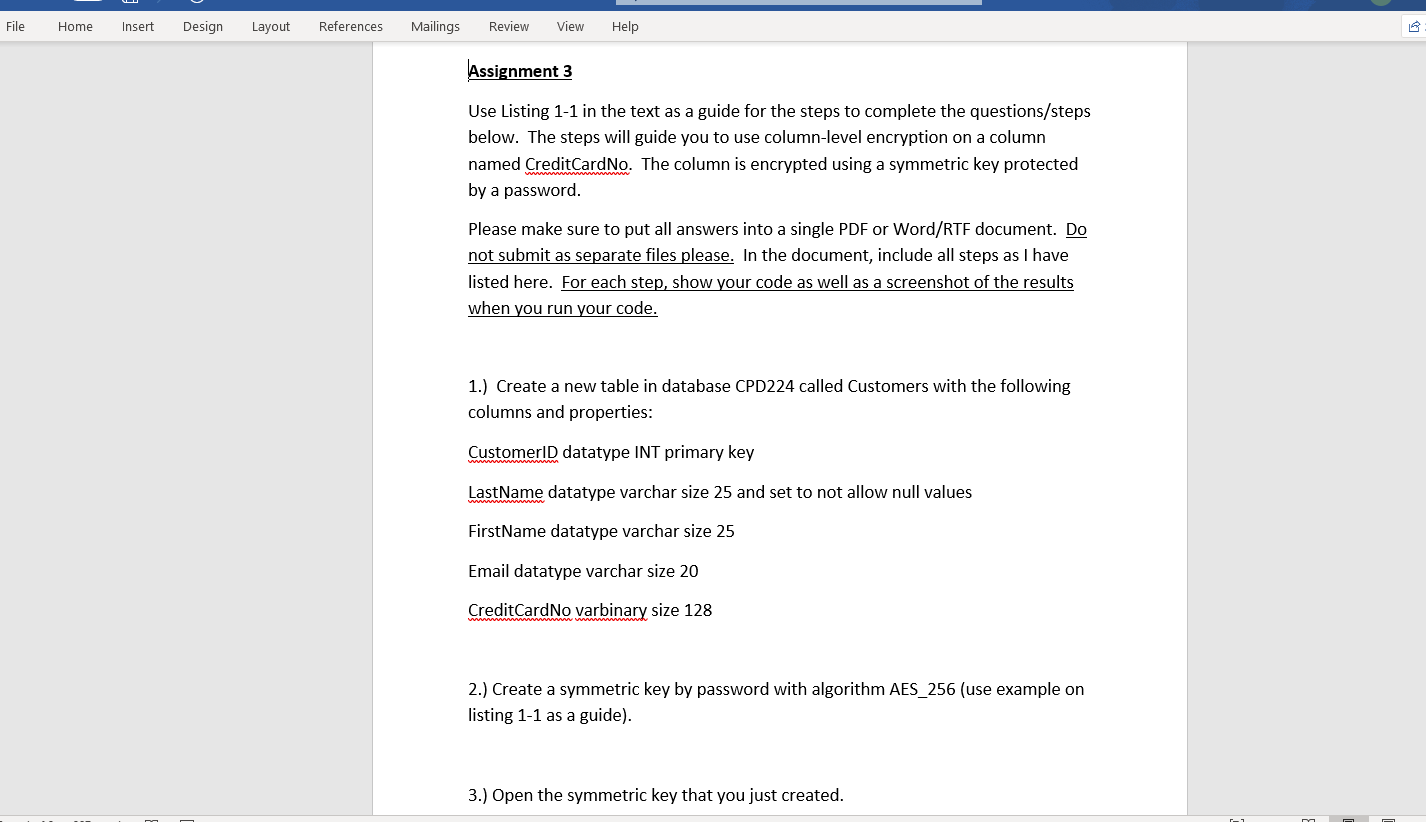 Solved File Home Insert Design Layout References Mailings | Chegg.com