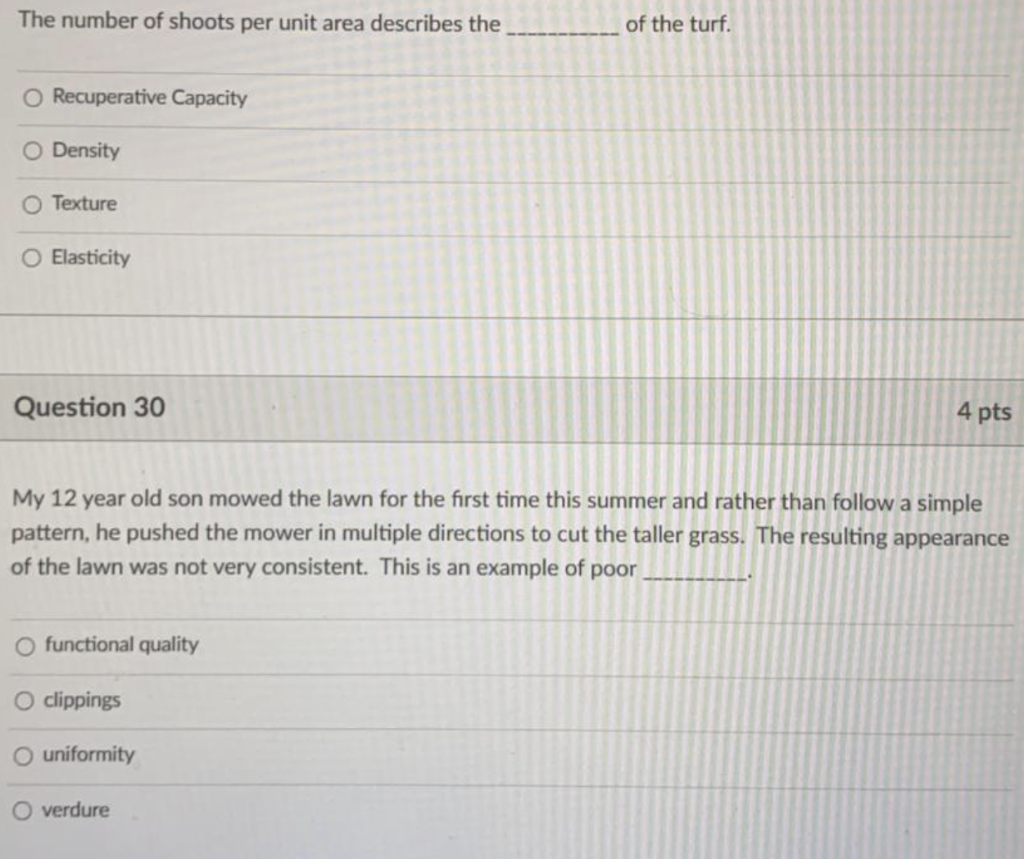 Solved The number of shoots per unit area describes the of | Chegg.com