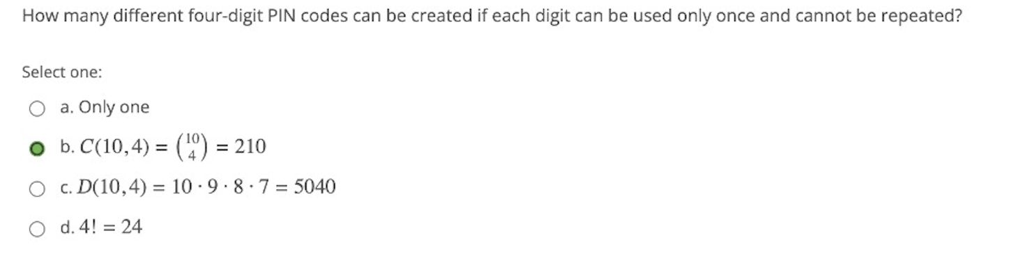 Solved How many different four-digit PIN codes can be | Chegg.com