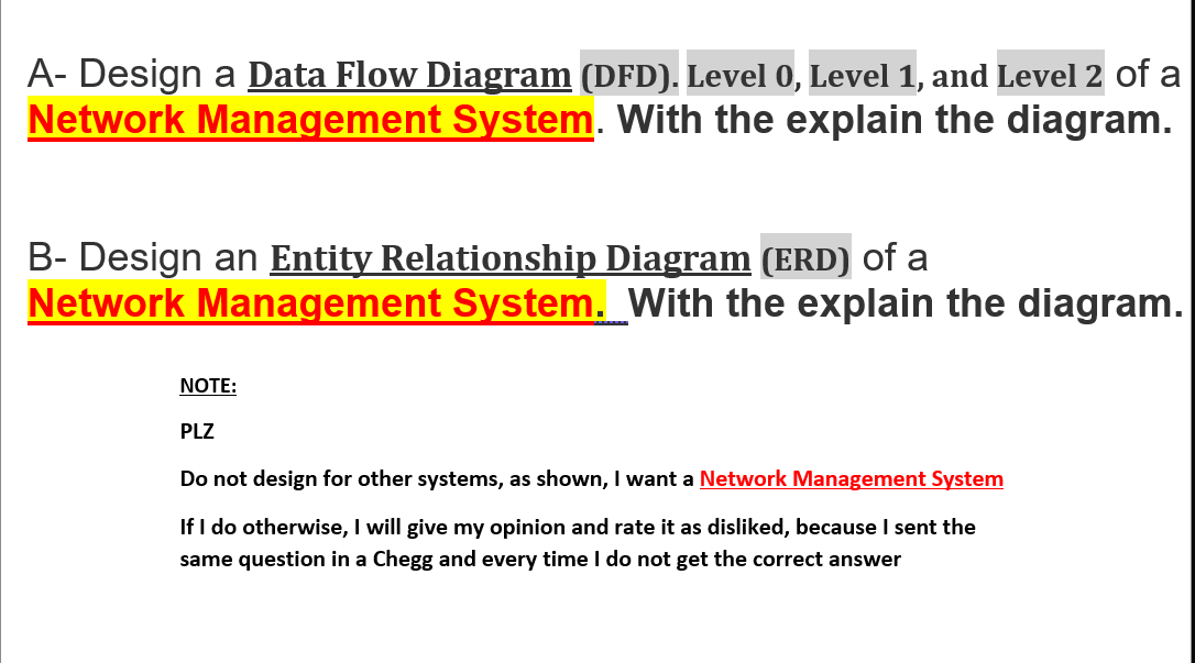 Solved A- Design a Data Flow Diagram (DFD). Level 0, Level | Chegg.com