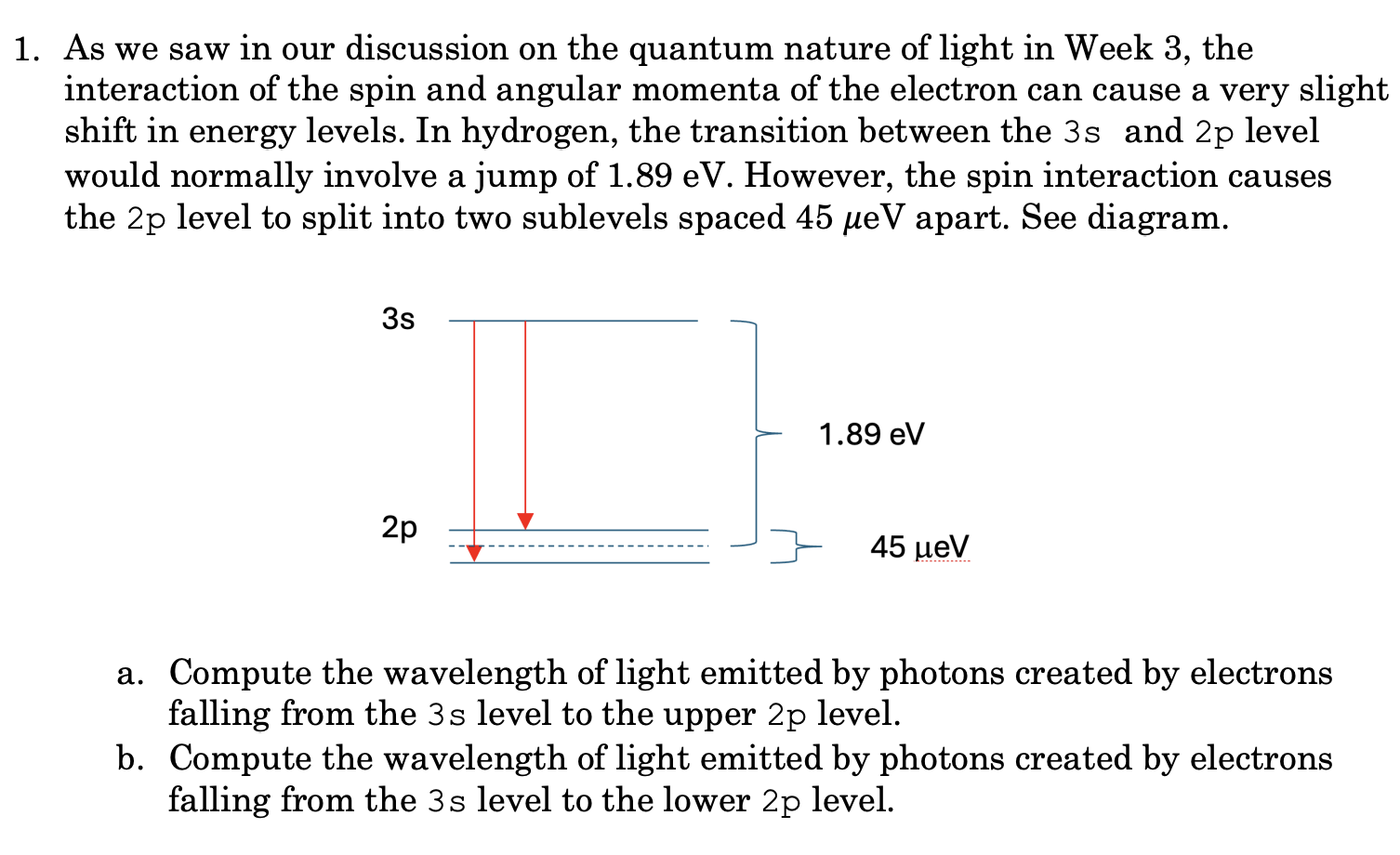 Solved 1. ﻿As we saw in our discussion on the quantum nature | Chegg.com