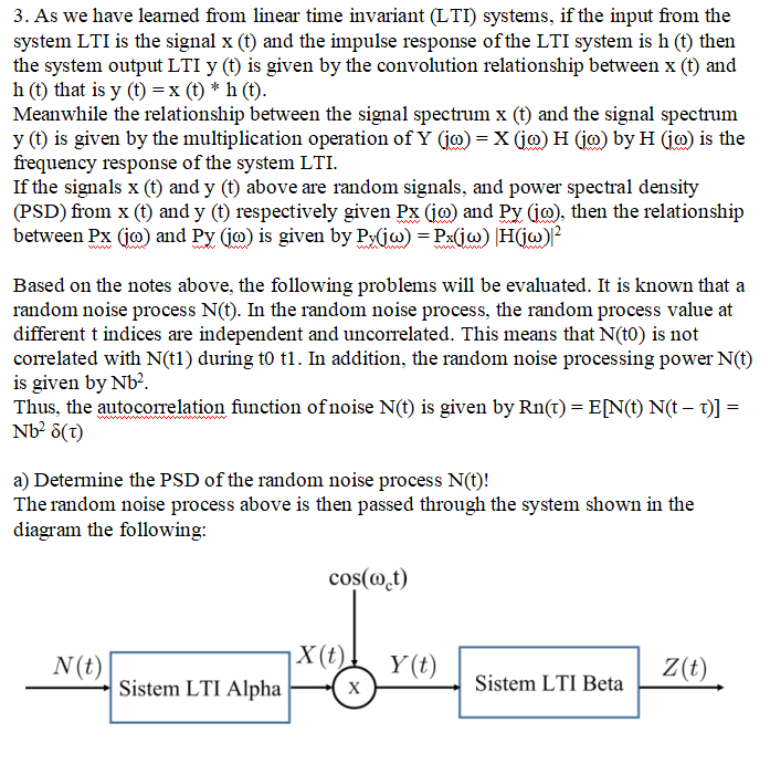 Solved 3. As we have learned from linear time invariant (L | Chegg.com