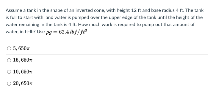 Solved Assume a tank in the shape of an inverted cone, with | Chegg.com
