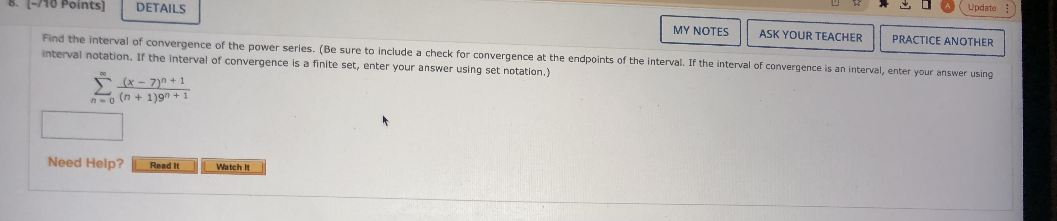 Solved interval notation. If the interval of converer | Chegg.com