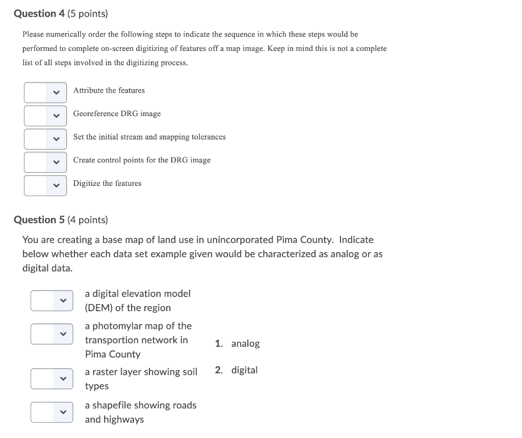 Solved Question 4 (5 points) Please numerically order the | Chegg.com