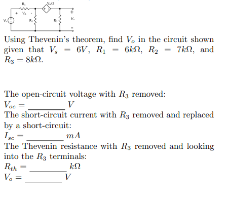 Solved Using Thevenin’s theorem, find Vo in the circuit | Chegg.com