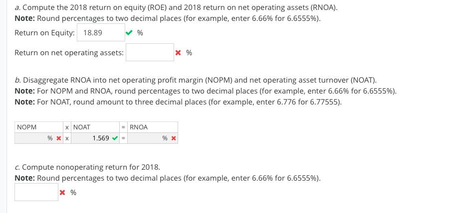 Compute, Disaggregate, and Interpret ROE and RNOA | Chegg.com