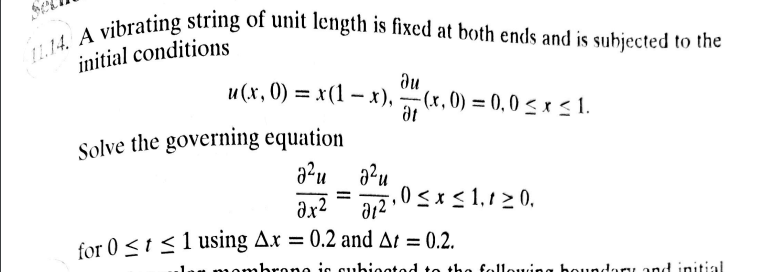 Solved 14. A vibrating string of unit length is fixed at | Chegg.com