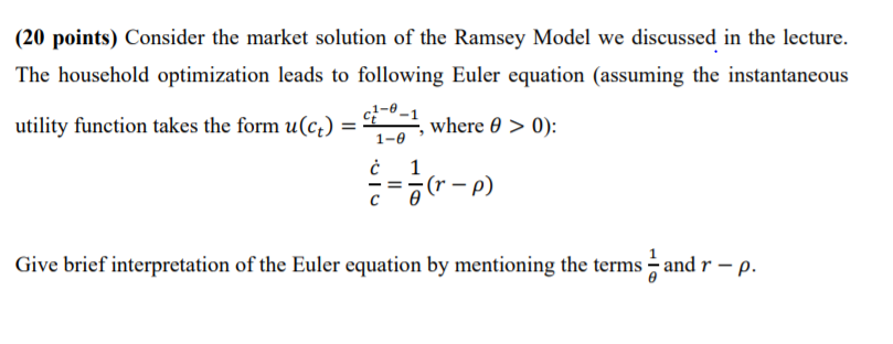 Solved (20 points) Consider the market solution of the | Chegg.com