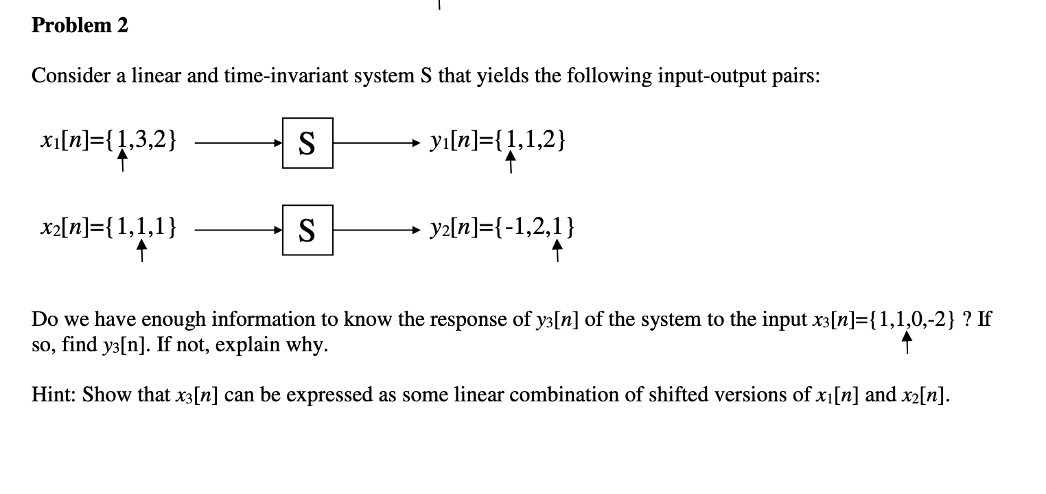 Solved Problem 2 Consider a linear and time-invariant system | Chegg.com