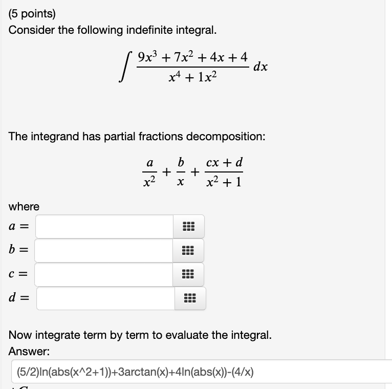 Solved (5 points) Consider the following indefinite | Chegg.com