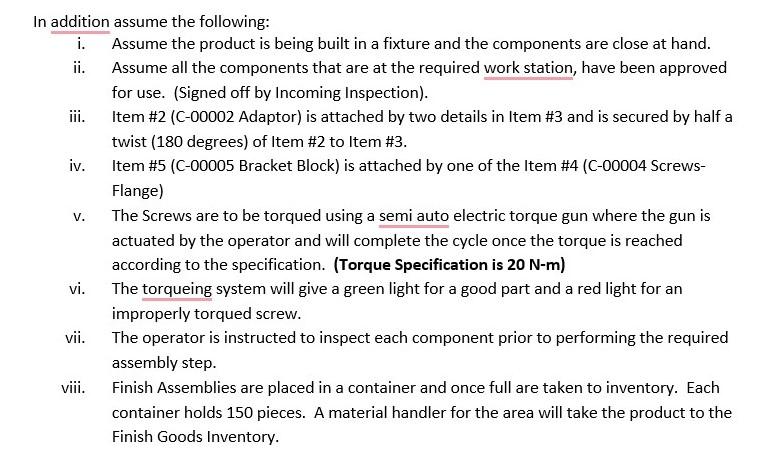 Develop a Process Flow for the assembly steps of the | Chegg.com