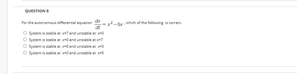 Solved QUESTION 8 x2 - 6x, which of the following is | Chegg.com