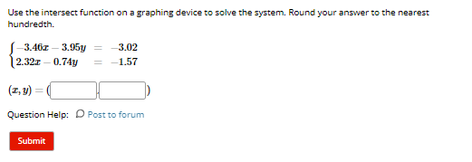 Solved Use The Intersect Function On A Graphing Device To