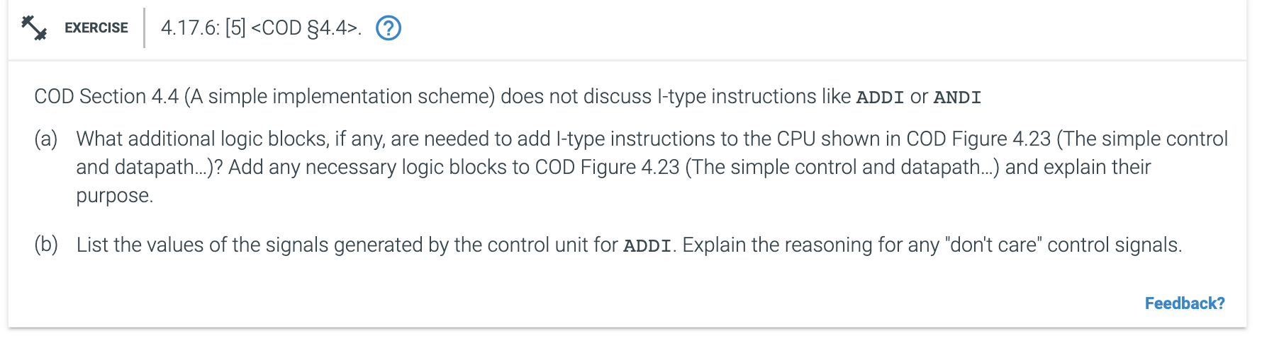 Solved COD Section 4.4 (A simple implementation scheme) | Chegg.com