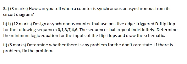 Solved 3a) (3 marks) How can you tell when a counter is | Chegg.com