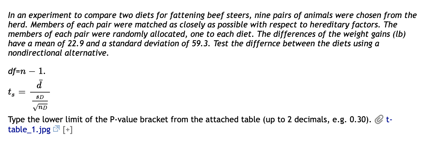 Solved In an experiment to compare two diets for fattening | Chegg.com